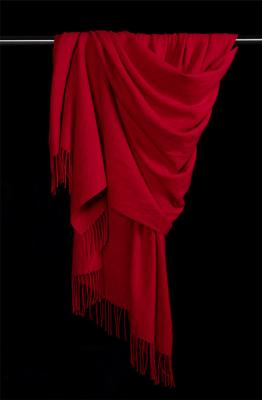China Red Solid Color Breathable Weave Pashmina Silk Shawl With Fringe for sale