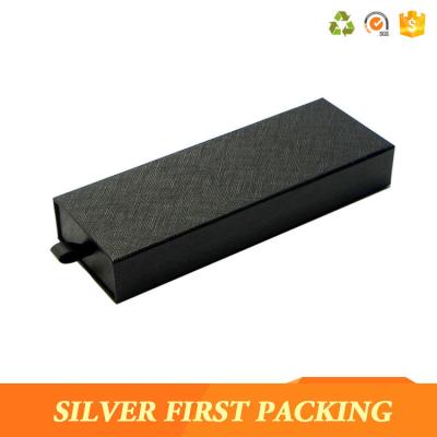 China Silverfirst Black Cardboard Gift Paper Box Drawer Box Slide Package Box Custom Logo for sale