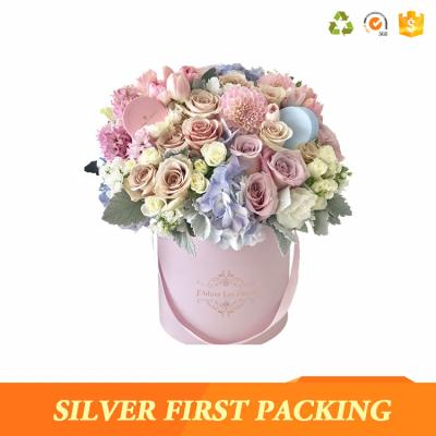 China Silver First Cardboard Custom Logo Flower Packing Boxes for Cut Roses for sale