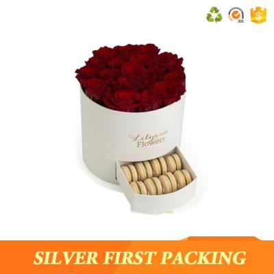 China Silver First  Custom Cardboard Round Hat Box for Flower Present Box for Rose for sale