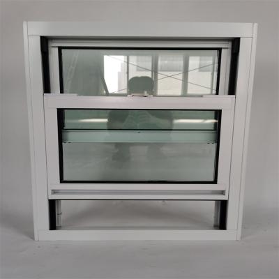 China Top Single Aluminium Double Hung Windows with Diamond Grids Glass Hanging Curtain Type for sale