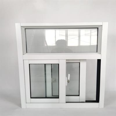 China Glijdend open aluminium venster met blauw glas en roestvrijstalen mesh fliescreen Te koop