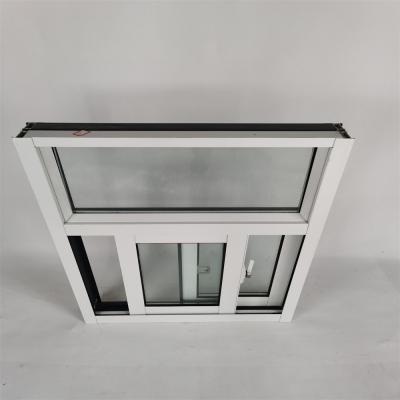China Glijdend open aluminium venster met blauw glas en roestvrijstalen mesh fliescreen Te koop