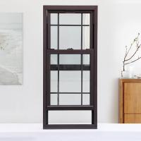 China Customized UPVC Black Single-Hung Windows with Roller Blind Curtain Type for sale