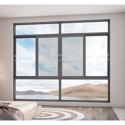 China Grote dubbele glazen aluminium schuiframmen met glasvezel-schermnetmateriaal Te koop