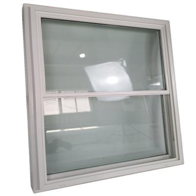 China Dubbelpaneel Upvc orkaan Dubbelhangen ramen met vouwdoek van poeder gecoat Te koop