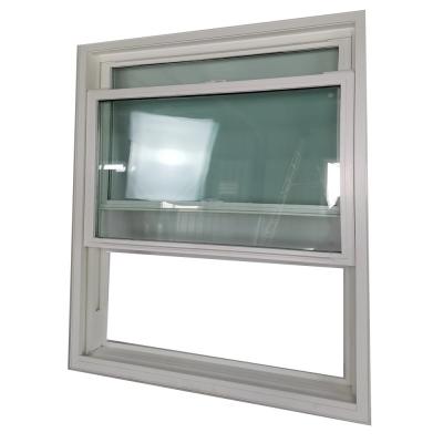 China Dubbelpaneel Upvc orkaan Dubbelhangen ramen met vouwdoek van poeder gecoat Te koop