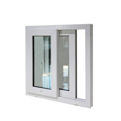 Cina 117.5 cm x 149,5 cm Vetro a cornice stretta finestra scorrevole in PVC composito grigio per casa in vendita