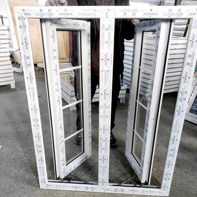 Cina Casamento a doppio pannello in PVC bianco Upvc Finestre francesi con apertura orizzontale in vendita