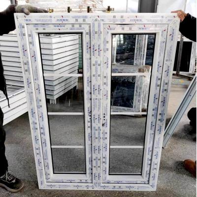 Cina Casamento a doppio pannello in PVC bianco Upvc Finestre francesi con apertura orizzontale in vendita