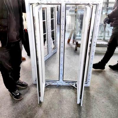 Cina Casamento a doppio pannello in PVC bianco Upvc Finestre francesi con apertura orizzontale in vendita