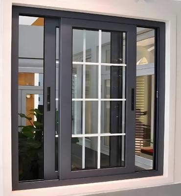 Cina Mercato americano Finestra scorrevole in vetro temperato a cornice in PVC con tenda appesa in vendita