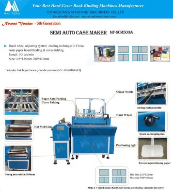China Semi-Automatic Book Case Making Machine with 5.2KW Power and 1-4mm Paperboard Thickness for Notebooks for sale