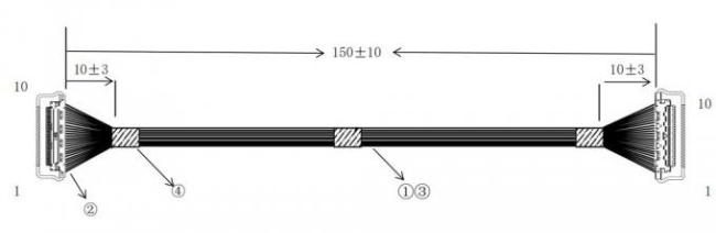 10P Lvds Micro Coaxial Cable Length 150mm I PEX 0.4mm Pitch 20633-310T-01S 1