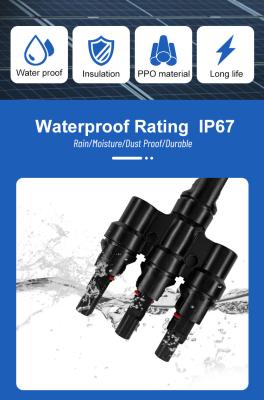 China MC4 Photovoltaic Solar PV Cable 3 Branch Panel Connector 22A Copper for sale