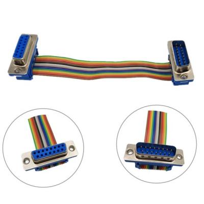 China OEM ODM RS232 15Pin D-Sub Gold-plated Connector Flat Ribbon Cable Assembly with Customizable Length for sale