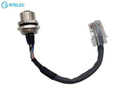 China Custom M12 8 Pin Panel Mount Waterproof Female Connector To Rj45 Round Network Cable for sale