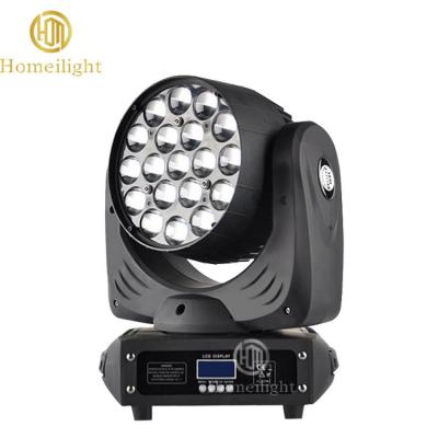 Cina Homei LED Stage Light 19x15w DMX512 Zoom Strobe Wash Moving Head per DJ Bar Disco Lighting in vendita