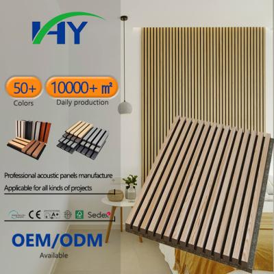 China Fireproof Eco Friendly Wood Slat Acoustic Panel For Home Decoration With MDF for sale