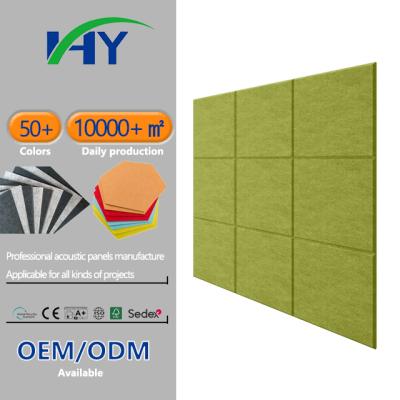 China Eco Friendly PET Acoustic Panels 30x30cm Indoor Green Soundproofing Board for sale