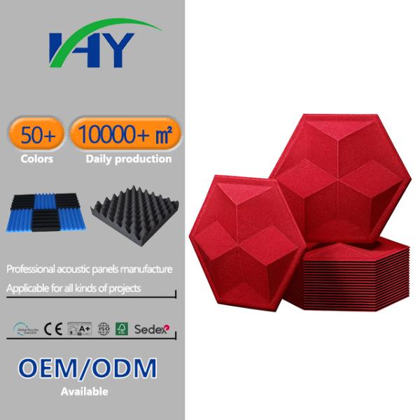 Quality 25*30cm Red PET Acoustic Foam For Music Studio Live House Decoration for sale