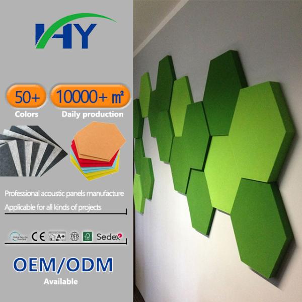 Quality Eco Friendly Material PET Hexagon Acoustic Wall Panels Sound Absorption for sale