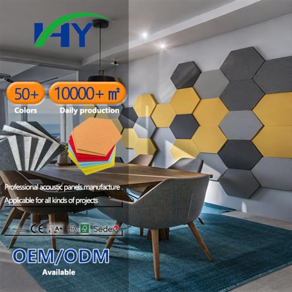 Quality Wall Decoration Hexagon Acoustic Panels 25x30cm Sound Absorption for sale