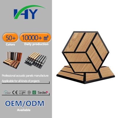 China Aesthetic PET Hexagon Acoustic Panel Wooden Venner for Office Renovation for sale