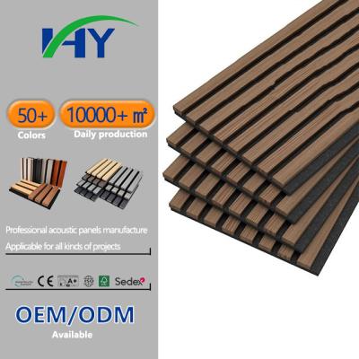China Brown Cloud Maple Wood Slat Acoustic Panels Sound Absorption for Wall Decor for sale