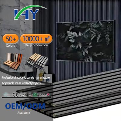 China Stone Grain Wood Slat Acoustic Panel for Wall Decor Flame Retardant for sale