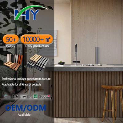 China Wood Slat Acoustic Panel Made From Recycled PET And MDF Materials for sale