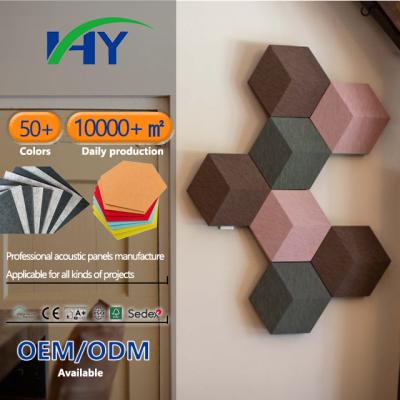 China Acoustic Tiles Hexagon Acoustic Panels PET Material Flame Retardant Customizable Pack for sale