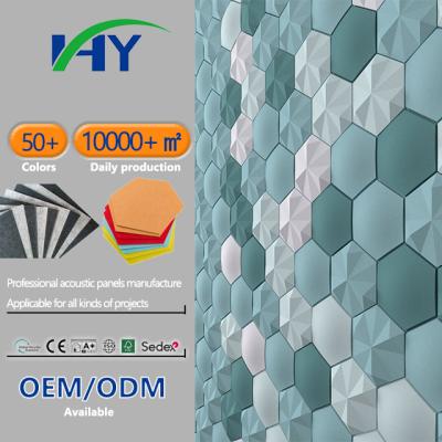China Hexagon Acoustic Panels Customizable Flame Retardant PET Sound Dampening Wall Panels for sale