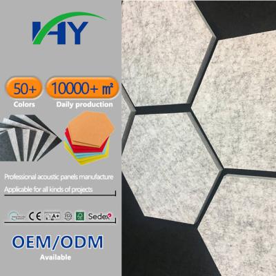 China Hexagon Acoustic Panels Flame Retardant Acoustical Wall Treatment PET Customizable for sale