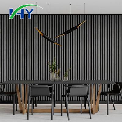 China Wood Slat Acoustic Panel Fireproof MDF Slats With PET Felt Bulk for sale