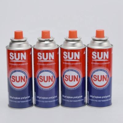 China Fuel Energy Empty Tinplate Safety Powerful Butane Gas Canister 220G for sale