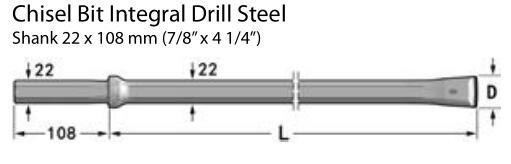 Hex22 Chisel Bit Dia 22/24mm Plug Hole Integral Drill Rod For Small Hole 1