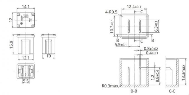 SBFC-LPJ 58V Low Profile Mini LP Jcase Fuse 20A 25A 30A 40A 50A Slow Blow For Car 1