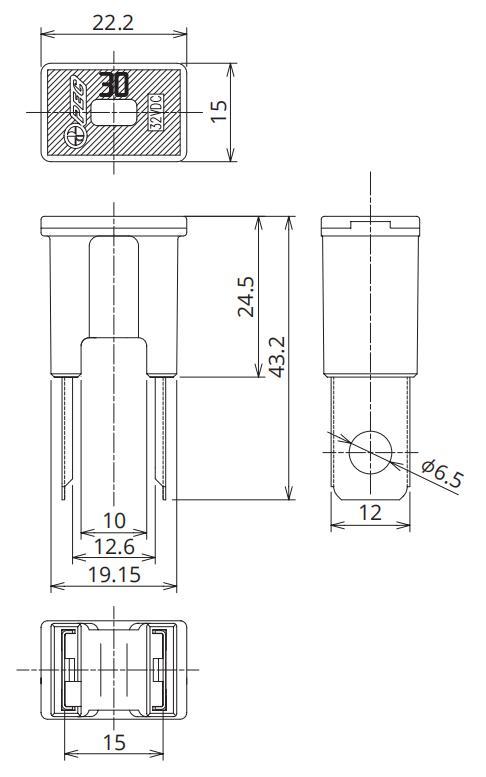 SBFC-BT Automotive Straight Blades Slow Blow Square JCASE Fuse 1