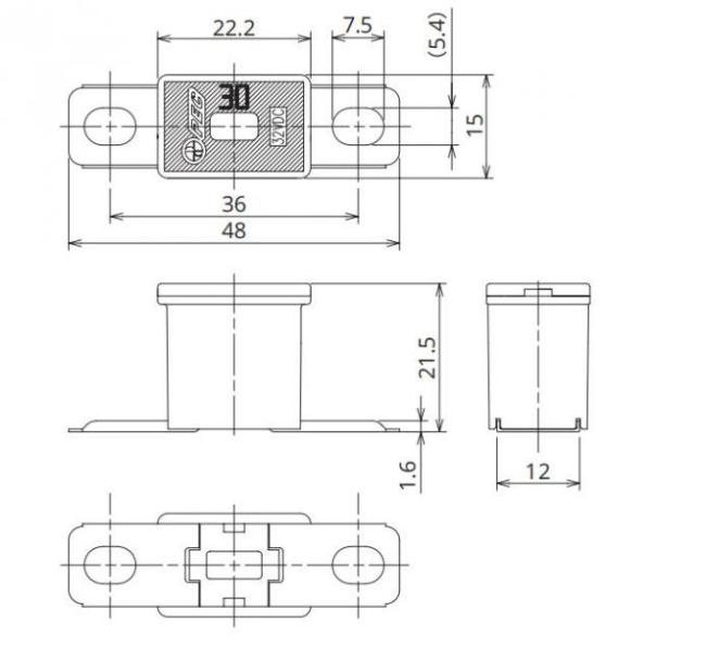 SBFC-CT Bolted Fix PEC JCASE Slow Blow Square Auto Fuse DC32V 30A To 140A 1