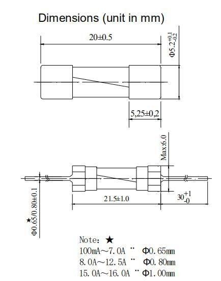 Mini Slow Blow 500mA 250V Glass Fuse 5x20mm Time Delay Time Lag Type 1