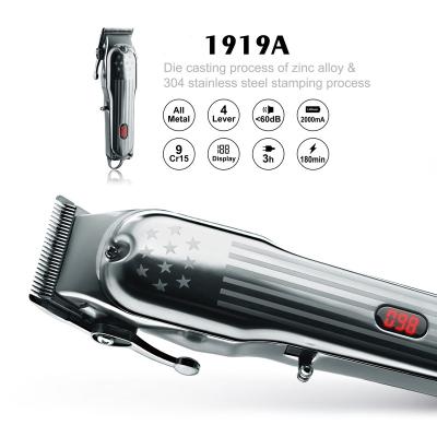 China Metal Professional Hair Clipper Electrical Rechargeable Plug And Play 2000mAh Lithium Battery LED Display For Salon for sale