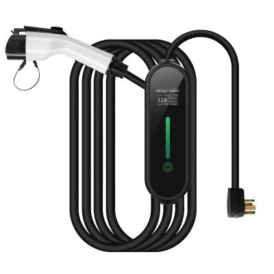 China 32A Portable Ev Car Charger LCD 1.3-Inch Display Screen Home New Energy Charging Gun for sale