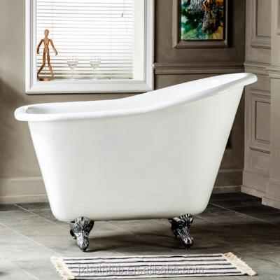China Mini Luxury Indoor Cast Iron Portable Wooden Board Bathtub In Iron Skirt For Sale With TV for sale