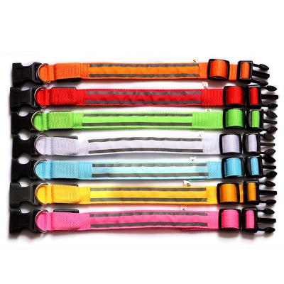 China Anti Loss Glowing Dog Collars Polyester Luminous Dog Collars Feature Lights for sale