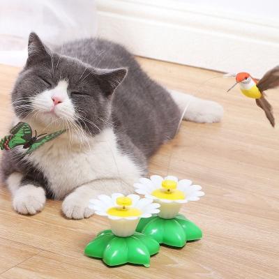 China Automatic Electric Butterfly Cat Toy Silicone Interactive Bird Simulation Cat Toy for sale