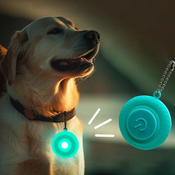 Quality Clip On LED Flashing Dog Tag Silicone Light Up Dog Collar Tag Green for sale