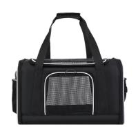 China Canvas Polyester Foldable Pet Carrier Black Cat Carrier Shoulder Bag Rectangle for sale