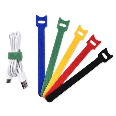China Customized Hook And Loop Cable Ties Self Locking Reusable Velcro Cable Ties Adjustable for sale