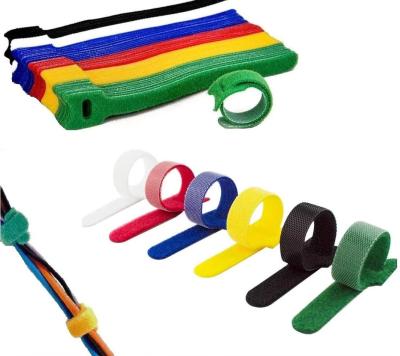 China Customized Hook And Loop Cable Ties Self Locking Reusable Velcro Cable Ties Adjustable for sale